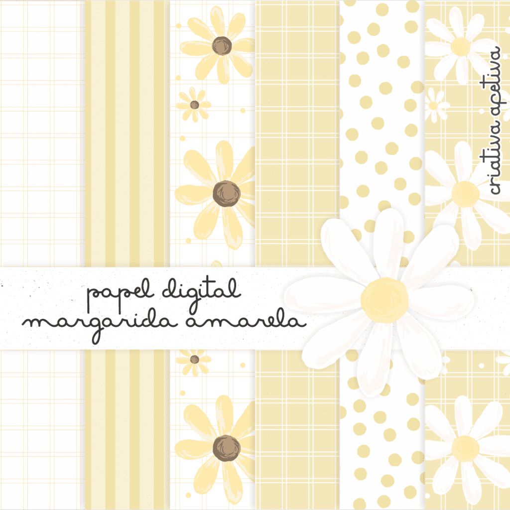 papel digital margarida amarela – Criativa Afetiva