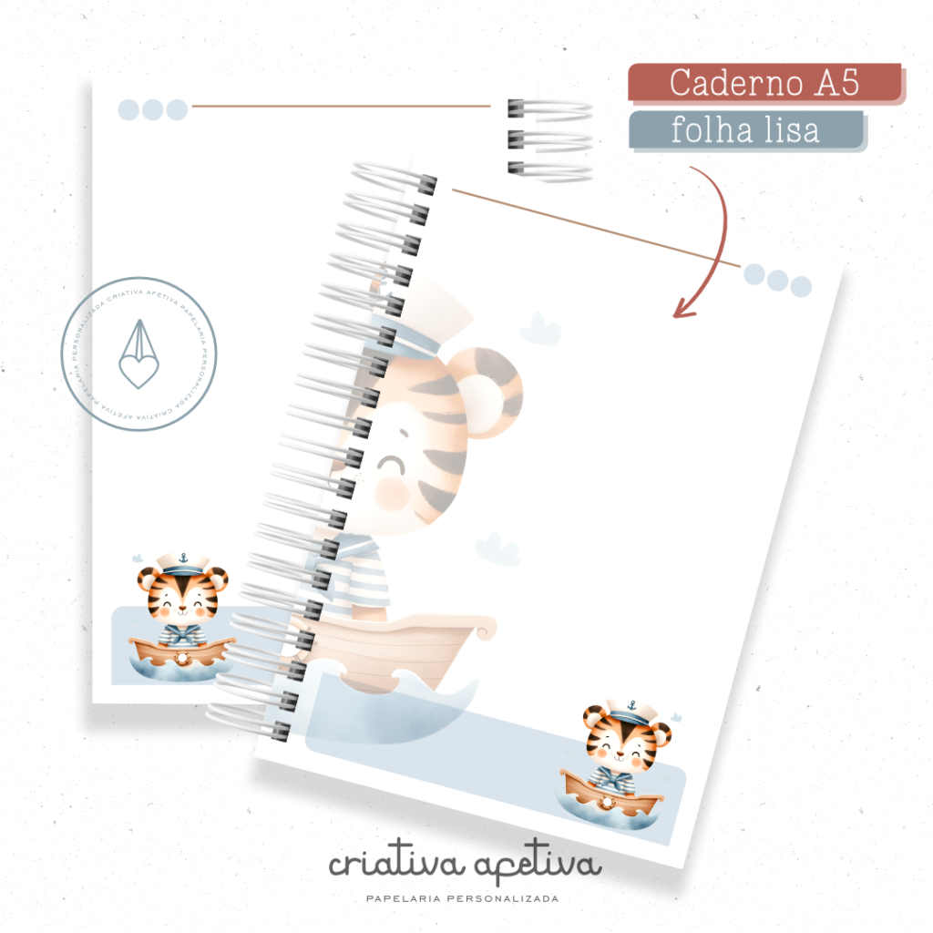 caderno tigre marinheiro – Criativa Afetiva